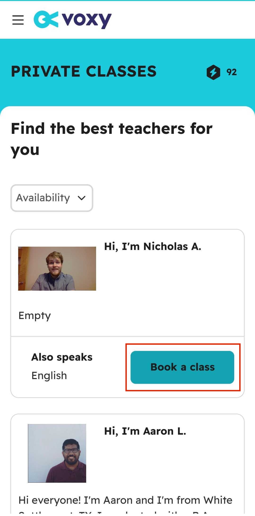 How to book a Private Class on the Voxy app – Voxy Support